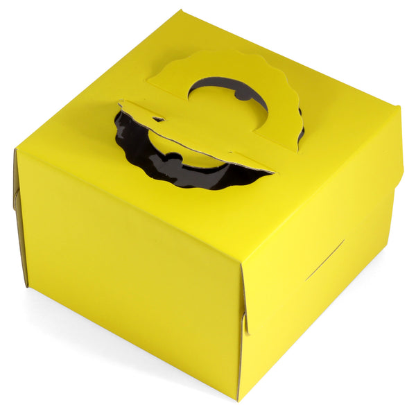 9" Buttercup Yellow Cake Box with handle Pantone 12-0752 – Chloe Bakeware