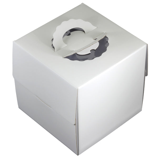 9" White 2-tier Tall Cake Box with handle Toronto cake box – Chloe Bakeware